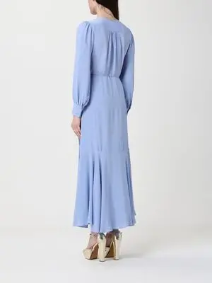 TWINSET Long Sleeve Wrap Dress With Ruffled Hem