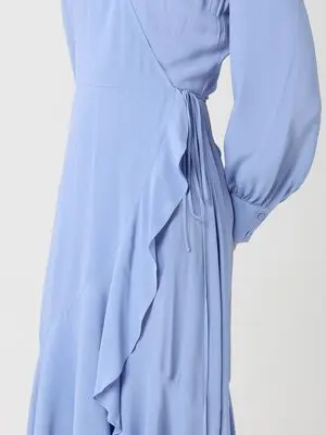 TWINSET Long Sleeve Wrap Dress With Ruffled Hem
