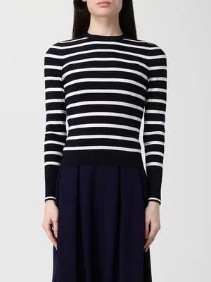 Ralph Lauren Striped Silk Blend Crewneck Sweater - Blue
