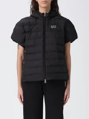 EA7 Quilted Nylon Down Jacket With Short Sleeves - Black