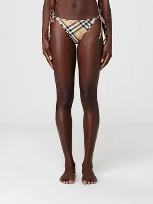 Burberry Checked String Bikini Bottom - Brown