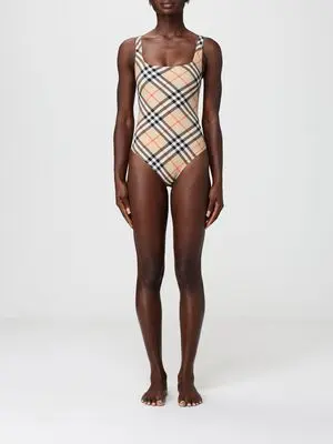 Burberry Checked One Piece Swimsuit - Sand