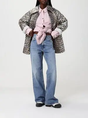 GANNI Animal Print Waxed Cotton Canvas Jacket