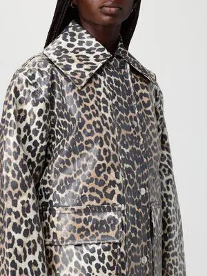 GANNI Animal Print Waxed Cotton Canvas Jacket