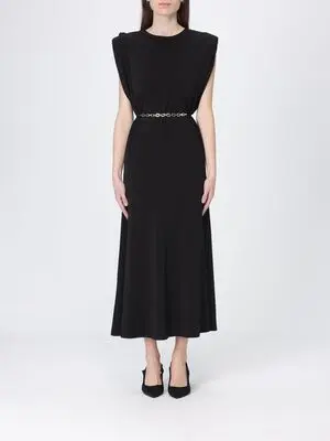 Pinko Midi Dress With Chain Belt And Tie Detail