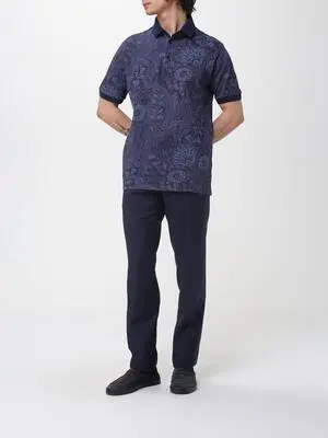 Etro Paisley Cotton Polo Shirt - Blue