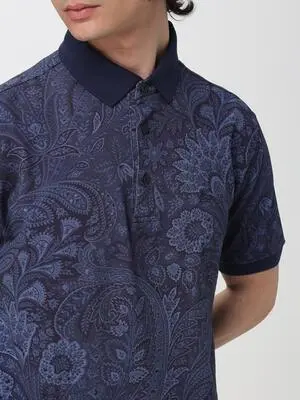 Etro Paisley Cotton Polo Shirt - Blue