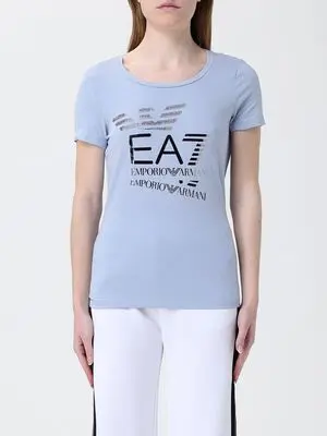 EA7 Rhinestone Logo Cotton T-shirt - Blue