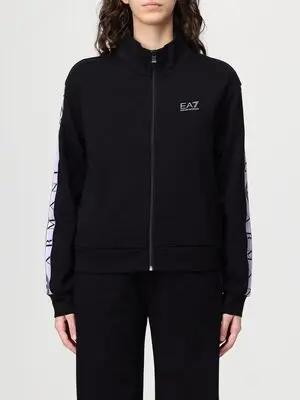 EA7 Zip Up Sweatshirt With Logo Detailing - Black