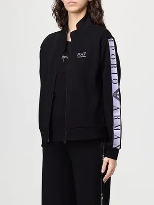 EA7 Zip Up Sweatshirt With Logo Detailing - Black