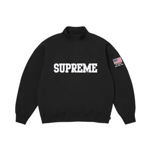 Supreme Shop Flag Half Zip Pullover - Black