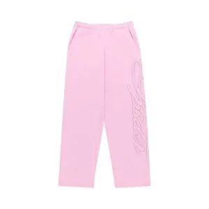 SP5DER Rhinestone Script Wide-leg Sweatpants - Pink