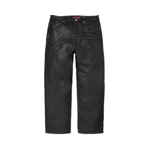 Supreme S Logo Leather Baggy 5-pocket Jean - Black