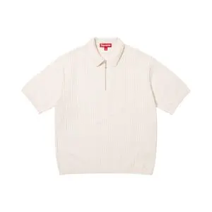 Supreme Beaded Zip Polo Sweater - Cream