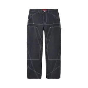 Supreme Contrast Stitch Double Knee Painter Jean - Black