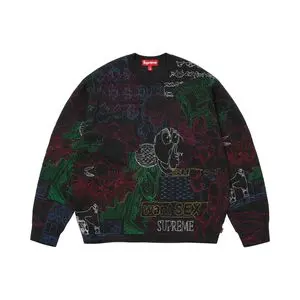 Supreme Collage Embroidered Sweater - Black