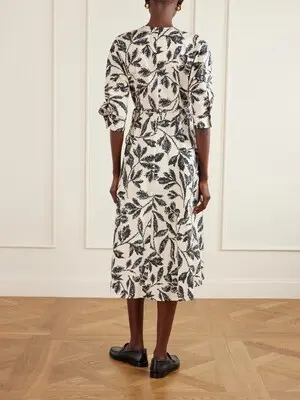 Max Mara Floral-print Cotton-poplin Wrap Midi Dress - Neutrals
