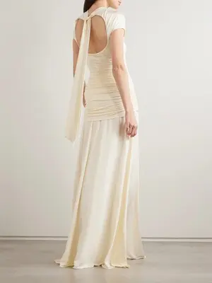 SELF-PORTRAIT Open-back Draped Maxi Dress - Yellow