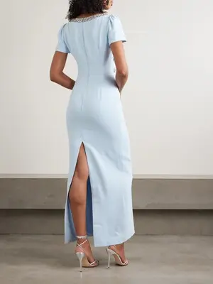 SELF-PORTRAIT Bow-detailed Crystal-embellished Crepe Maxi Dress
