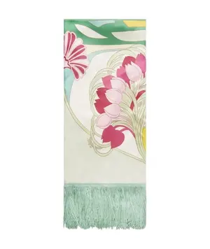 La DoubleJ Fringed Printed Silk-twill Scarf