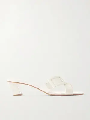 ROGER VIVIER Buckled Patent Leather Mules - Neutrals