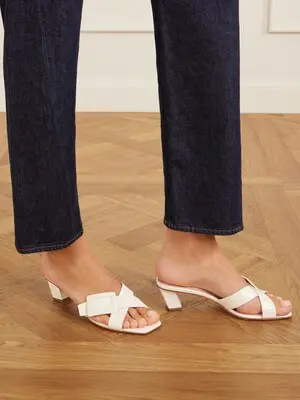 ROGER VIVIER Buckled Patent Leather Mules - Neutrals