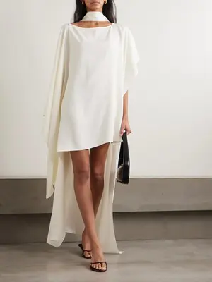 TALLER MARMO Trebbia Scarf-detailed One-shoulder Crepe-cady Kaftan - Neutrals