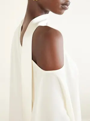 TALLER MARMO Trebbia Scarf-detailed One-shoulder Crepe-cady Kaftan - Neutrals