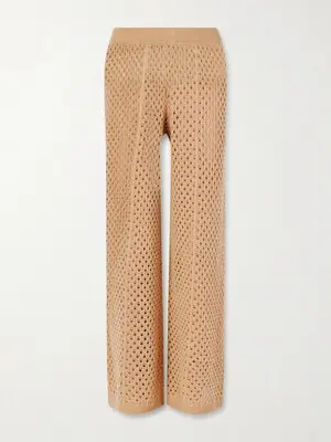 ALLUDE Allude Crochet-Knit Wool And Cashmere-Blend Wide-Leg Pants