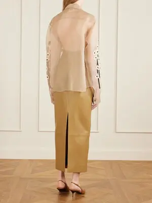 Khaite Appliquéd Embroidered Silk-organza Shirt - Neutrals