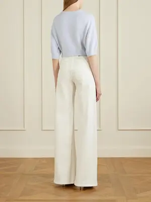 Khaite Lorelai Cropped Wool And Cashmere-blend Sweater - Blue