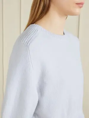 Khaite Lorelai Cropped Wool And Cashmere-blend Sweater - Blue