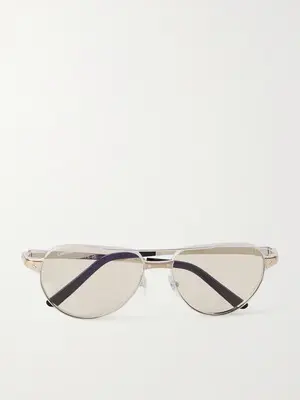 Cartier Santos De Aviator-style Sunglasses - Silver