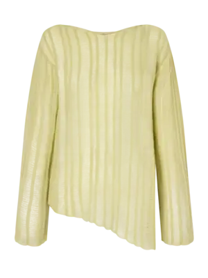 THE ELDER STATESMAN Nimbus Lola Asymmetric Cashmere And Cotton-blend Sweater - Green