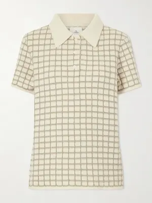 THE ELDER STATESMAN Ida Checked Cashmere Polo Sweater