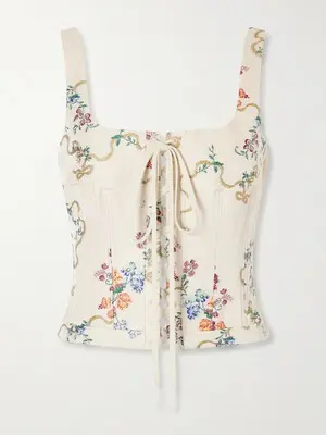 Alexander McQueen Floral-print Crepe Corset Top - Multi