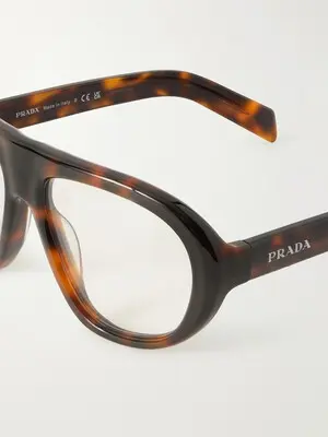 Prada Aviator-style Acetate Optical Glasses - Tortoiseshell