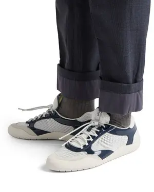 Prada Speedrock Patent Leather And Mesh Sneakers - Blue