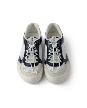 Prada Speedrock Patent Leather And Mesh Sneakers - Blue