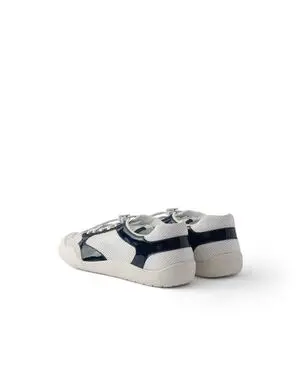 Prada Speedrock Patent Leather And Mesh Sneakers - Blue