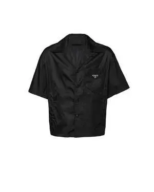 Prada Re-nylon Hort-leeved Hirt - Black