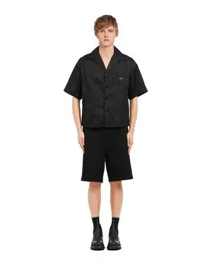 Prada Re-nylon Hort-leeved Hirt - Black