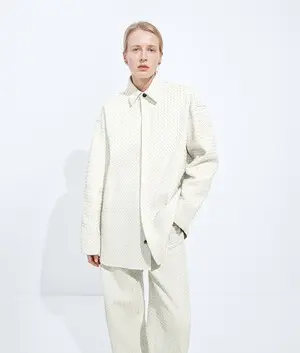 Bottega Veneta Intrecciato Leather Shirt - Chalk