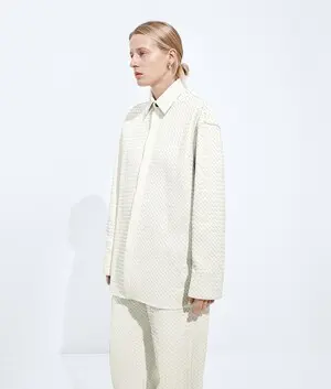 Bottega Veneta Intrecciato Leather Shirt - Chalk