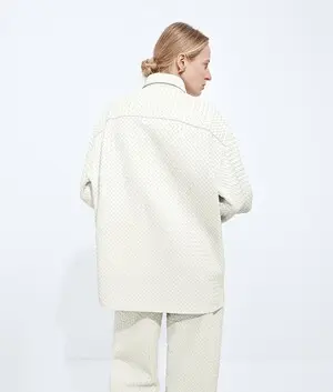 Bottega Veneta Intrecciato Leather Shirt - Chalk