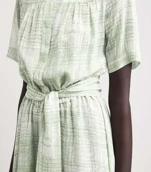 Kiton Printed Silk Midi Shirt Dress