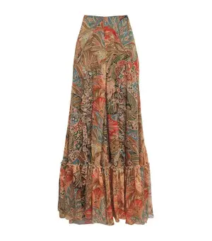 Etro Printed Maxi Silk Skirt - Red