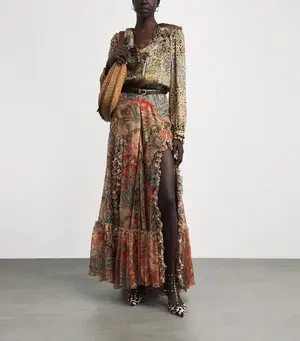 Etro Printed Maxi Silk Skirt - Red