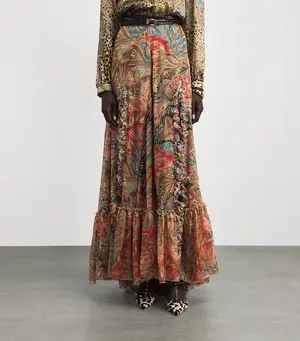 Etro Printed Maxi Silk Skirt - Red