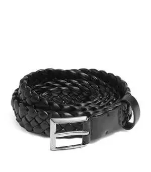 Bottega Veneta Intreccio Leather Belt - Grey